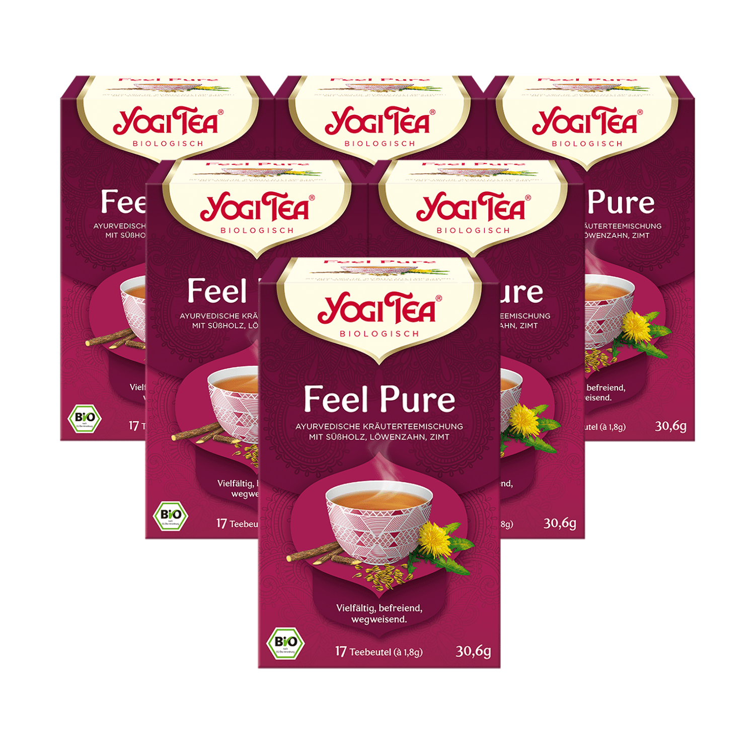 6 x BIO YOGI TEA Feel Pure | 6 x 30,6g | 29222-6